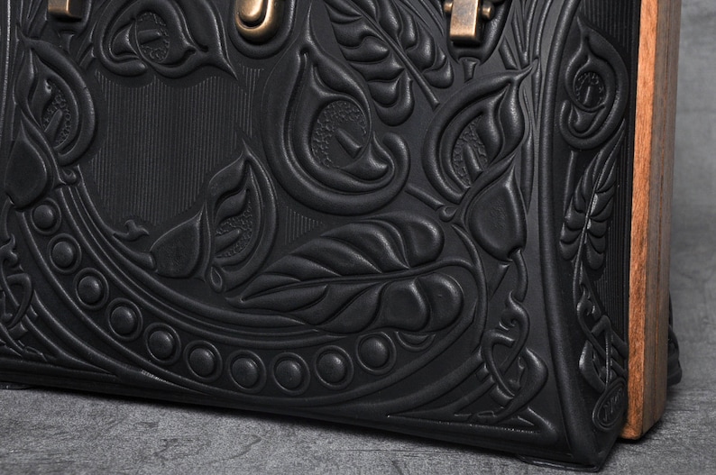 Black Leather Evening Purse Leather Purse With Wooden Frame - Etsy