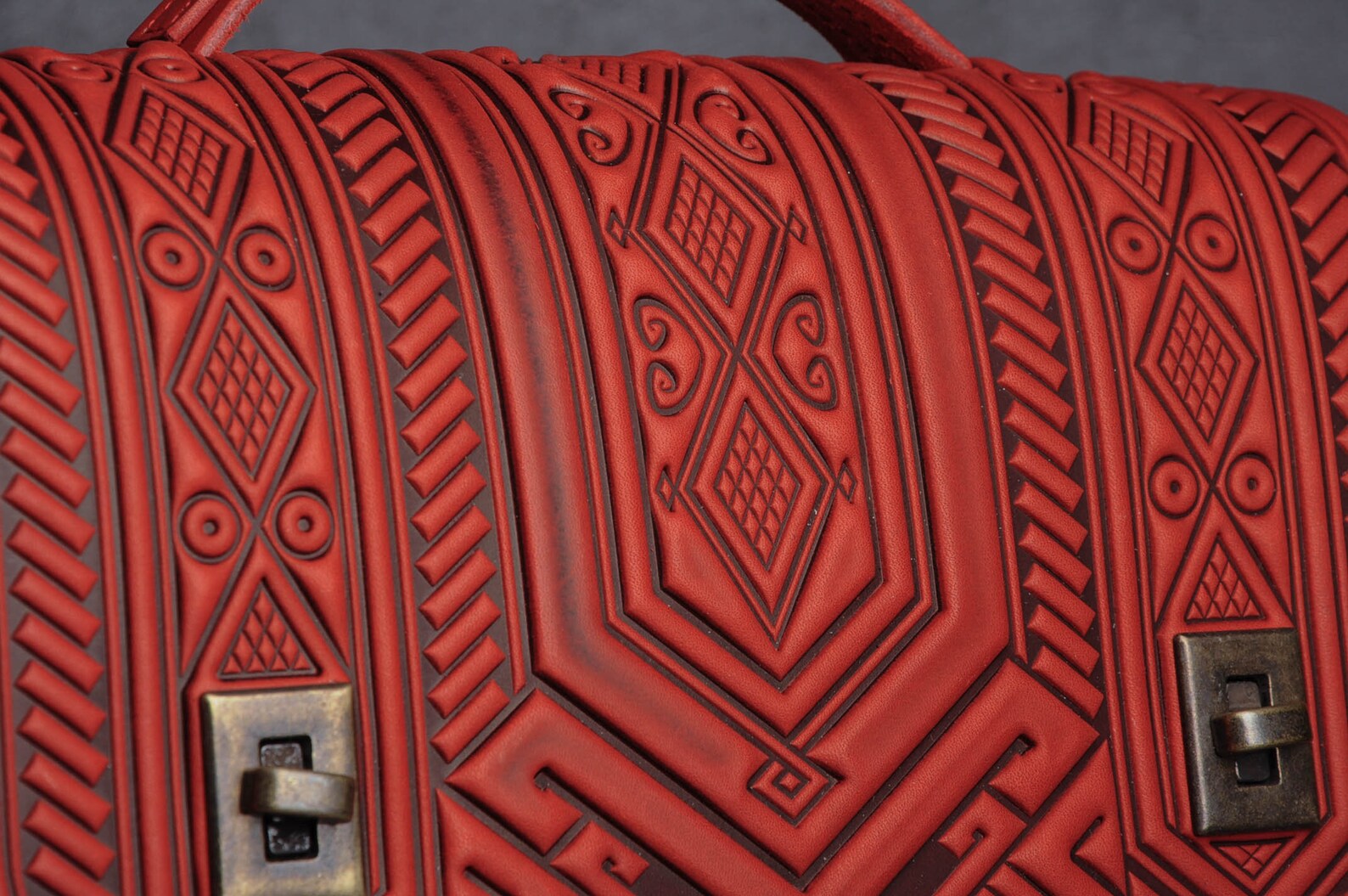 Red Leather Satchel Bag Genuine Leather Bag Embossed Leather - Etsy