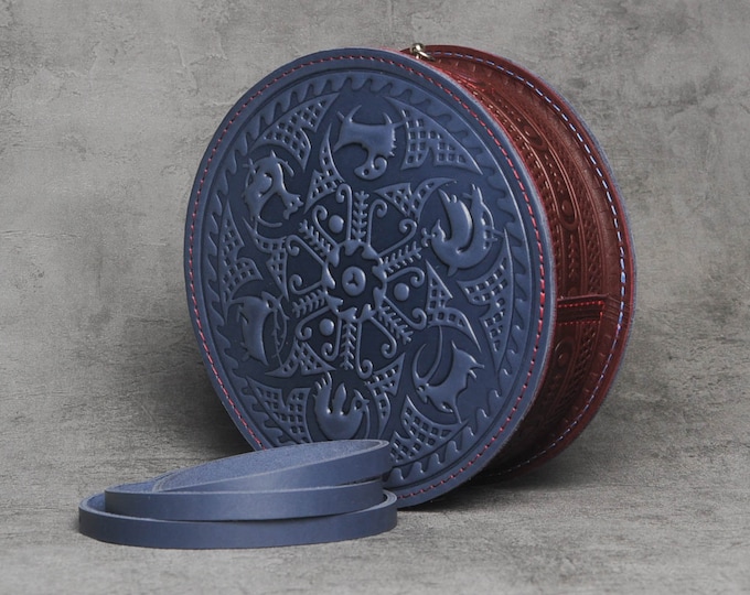 Blue Round Bag Blue Leather Purse Women Round Bags Leather - Etsy