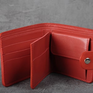 Red Leather Wallet Embossed Billfold Pocket Wallet Unique - Etsy