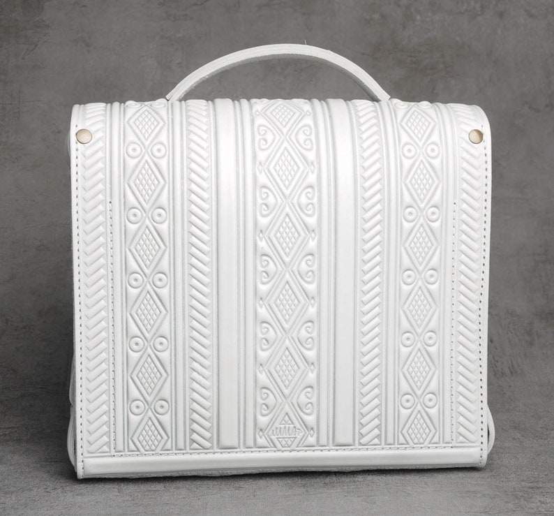 White Leather Satchel Bag White Brief Case Genuine Leather - Etsy