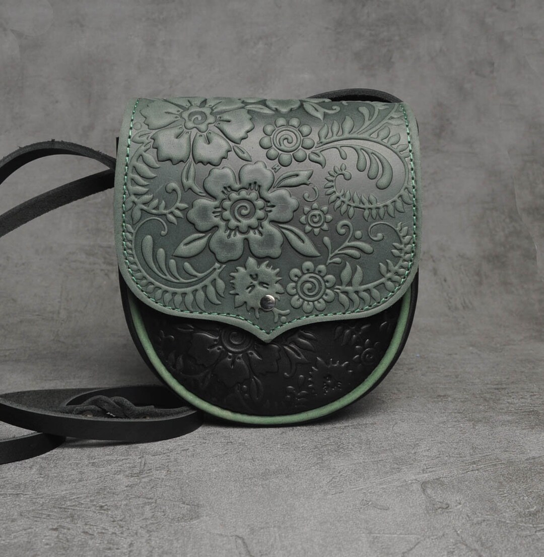 Unique Leather Purse, Leather Mini Purse, Small Feminine Bag, Embossed ...