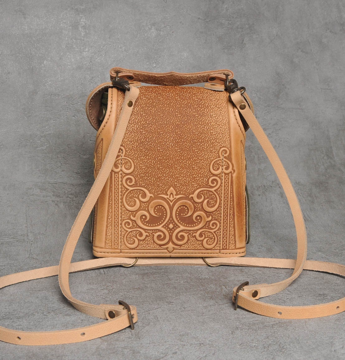 Leather Boho Rucksack Leather Backpack Women Beigebrown - Etsy