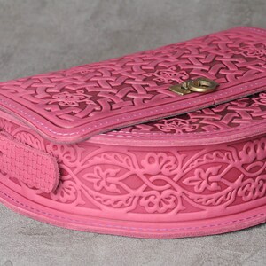 Pink Leather Purse, Big Shoulder Bag, Pink Genuine Leather Bag, Unique ...