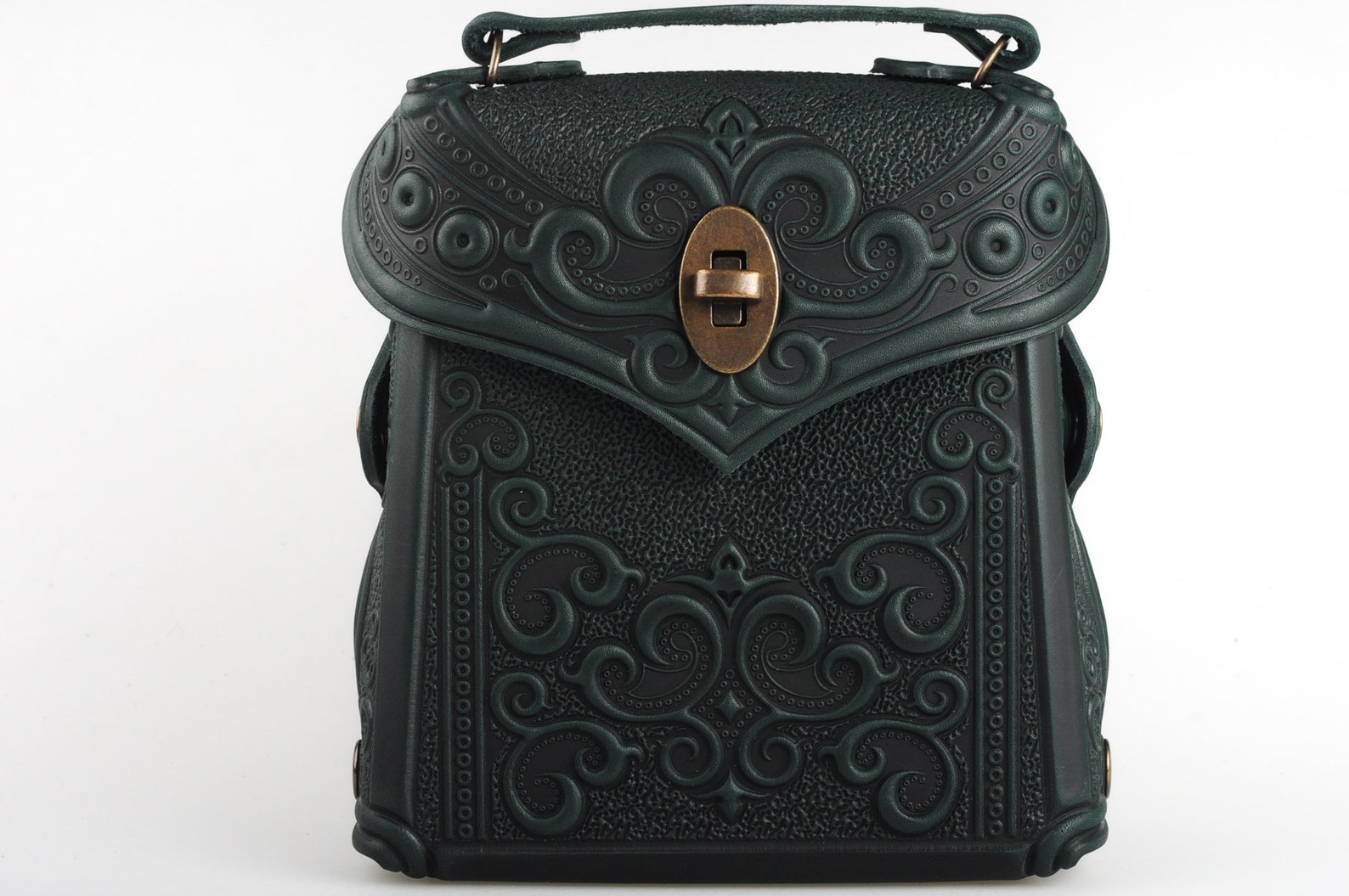 Green Leather Backpack Green Boho Packpack Leather Backpack - Etsy