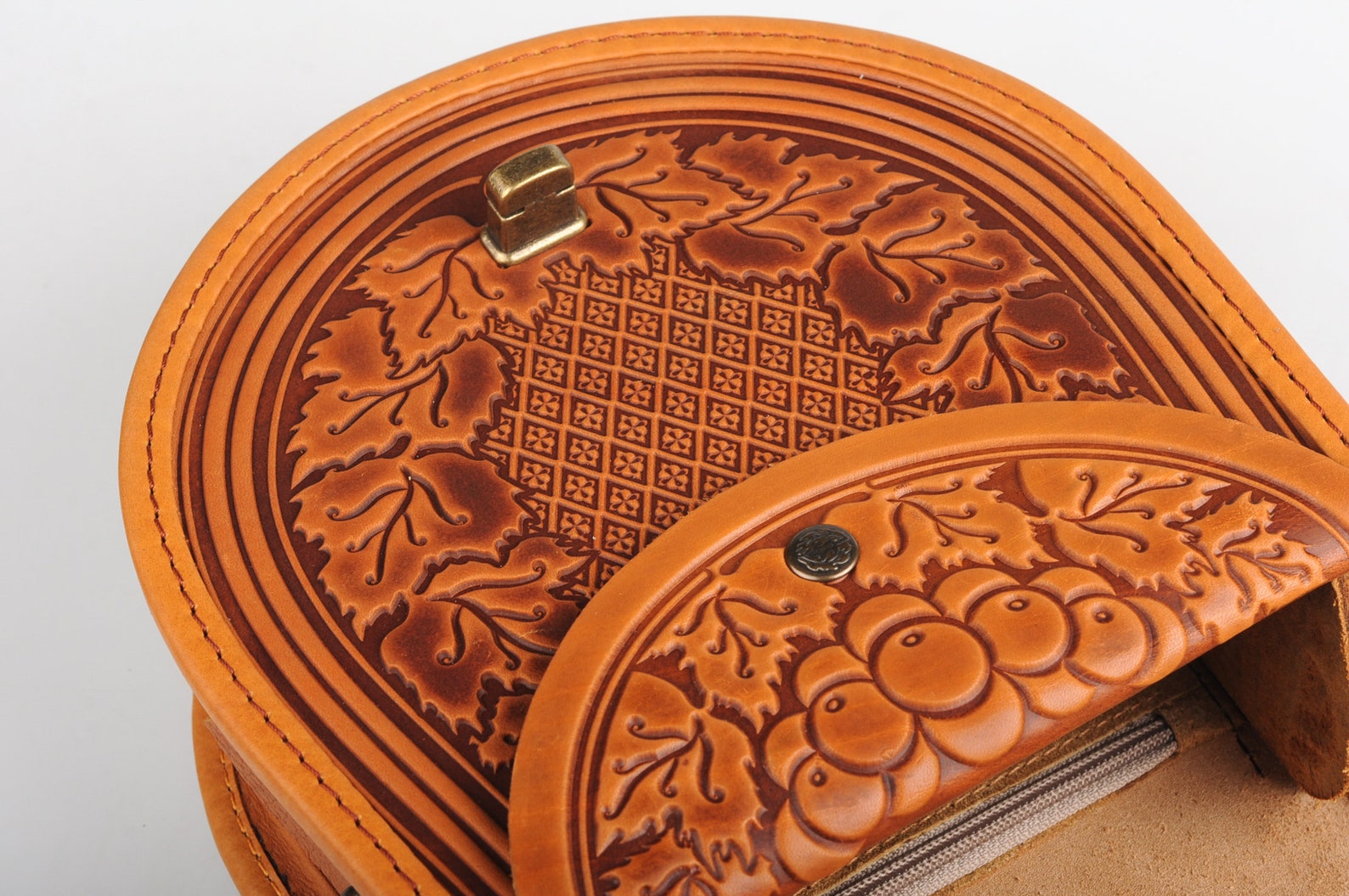 Foxy bag with metal round leather bag embossed bag foxy | Etsy