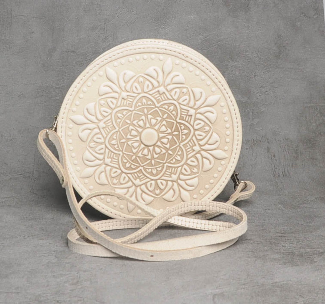 Beige Round Bag Women Round Bags Beige Leather Purse - Etsy