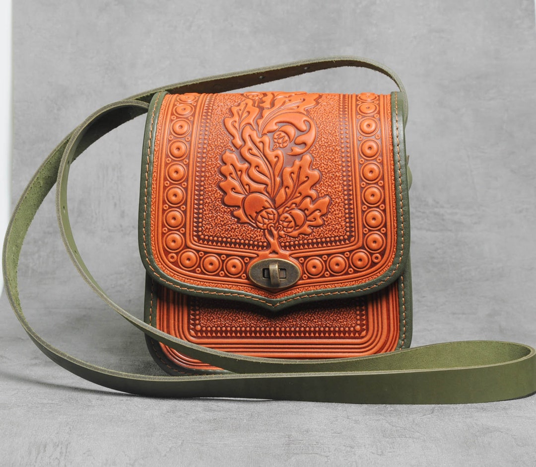 Foxy Crossbody Bag, Embossed Leather Bag, Shoulder Leather Bag, Leather ...