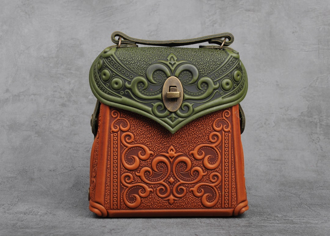 Leather Boho Rucksack, Leather Backpack Women, Olive/foxy Leather ...