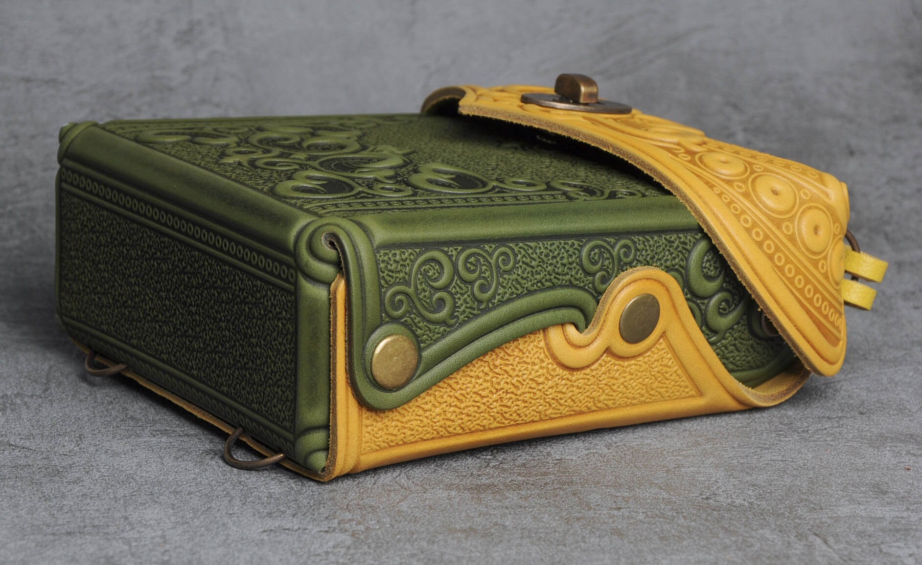 Olive/yellow leather backpacks leather backpack women boho | Etsy