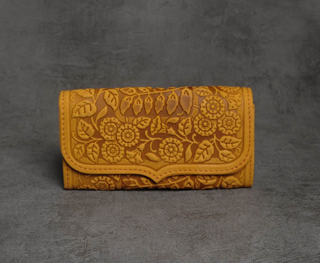 Yellow Leather Wallet Soft Leather Wallet Boho Wallet - Etsy