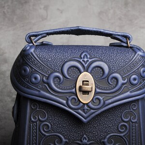 Blue Leather Backpack, Small Boho Packpack, Leather Backpack Women ...