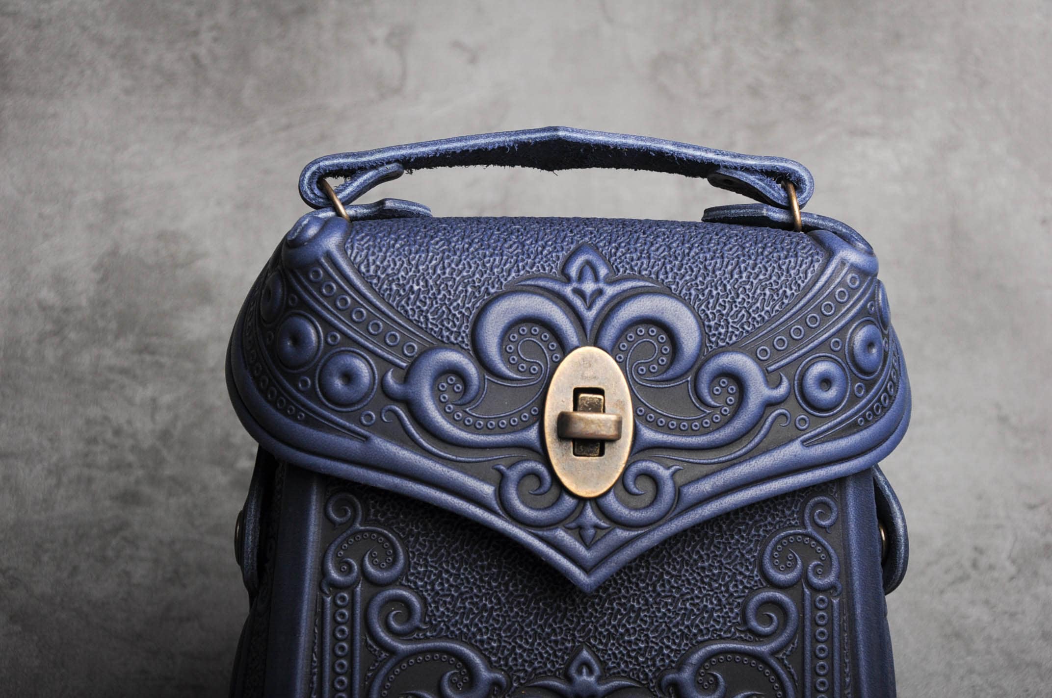 Blue Leather Backpack Small Boho Packpack Leather Backpack | Etsy