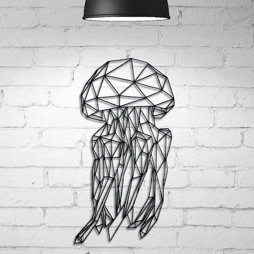 Jellyfish Wall Decor Geometric Jelly Fish Jellyfish Beach | Etsy