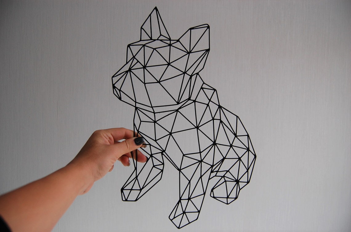 Geometric Bulldog Wall Decor, Geometric Dog, Wire Dog, Minimalist ...