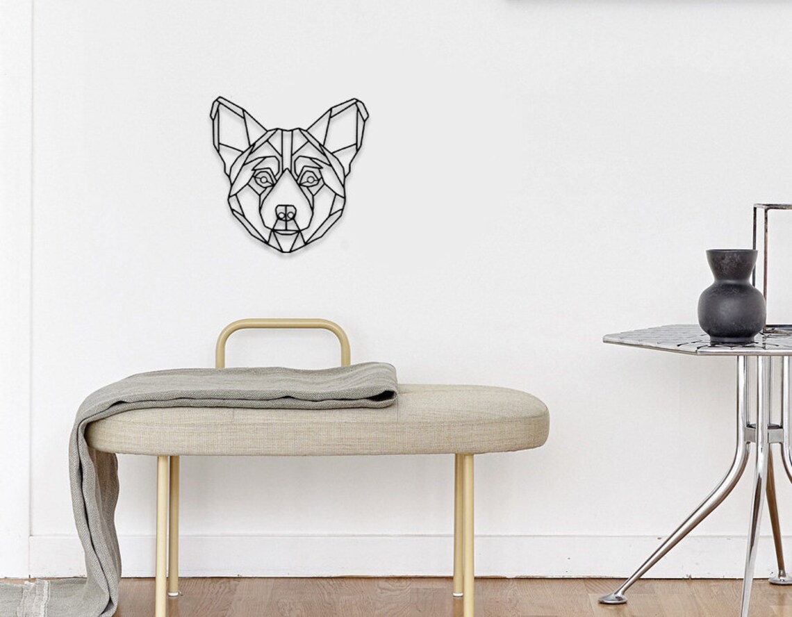 Corgi Metal Wall Art Corgi Wall Art Geometric Dog Wall - Etsy