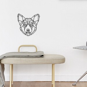 Corgi Metal Wall Art, Corgi Wall Art, Geometric Dog Wall Decor, Wire ...