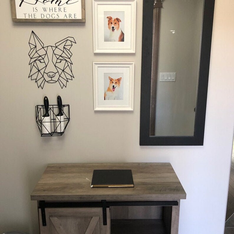 Border Collie Metal Wall Art, Geometric Dog Wall Decor, Wire Dog ...