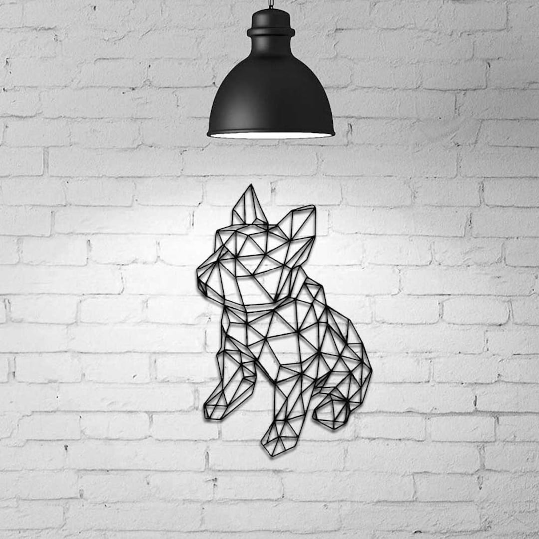 Geometric Bulldog Wall Decor, Geometric Dog, Wire Dog, Minimalist ...