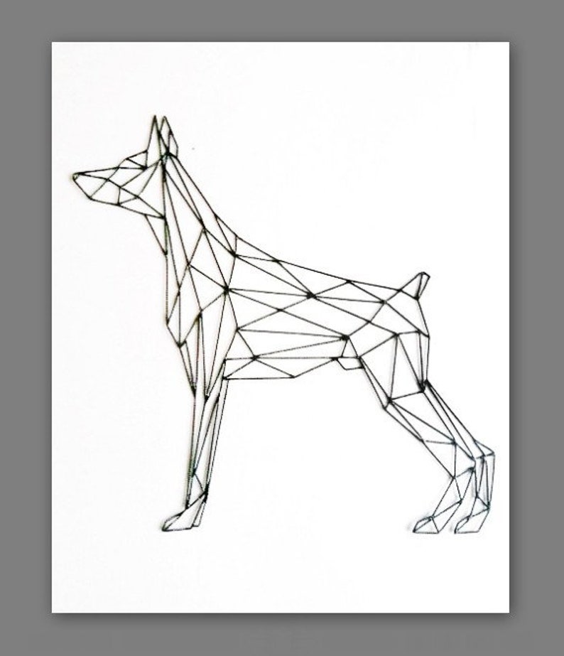 Geometric Doberman Wall Decor Geometric Animal Wire Dog | Etsy