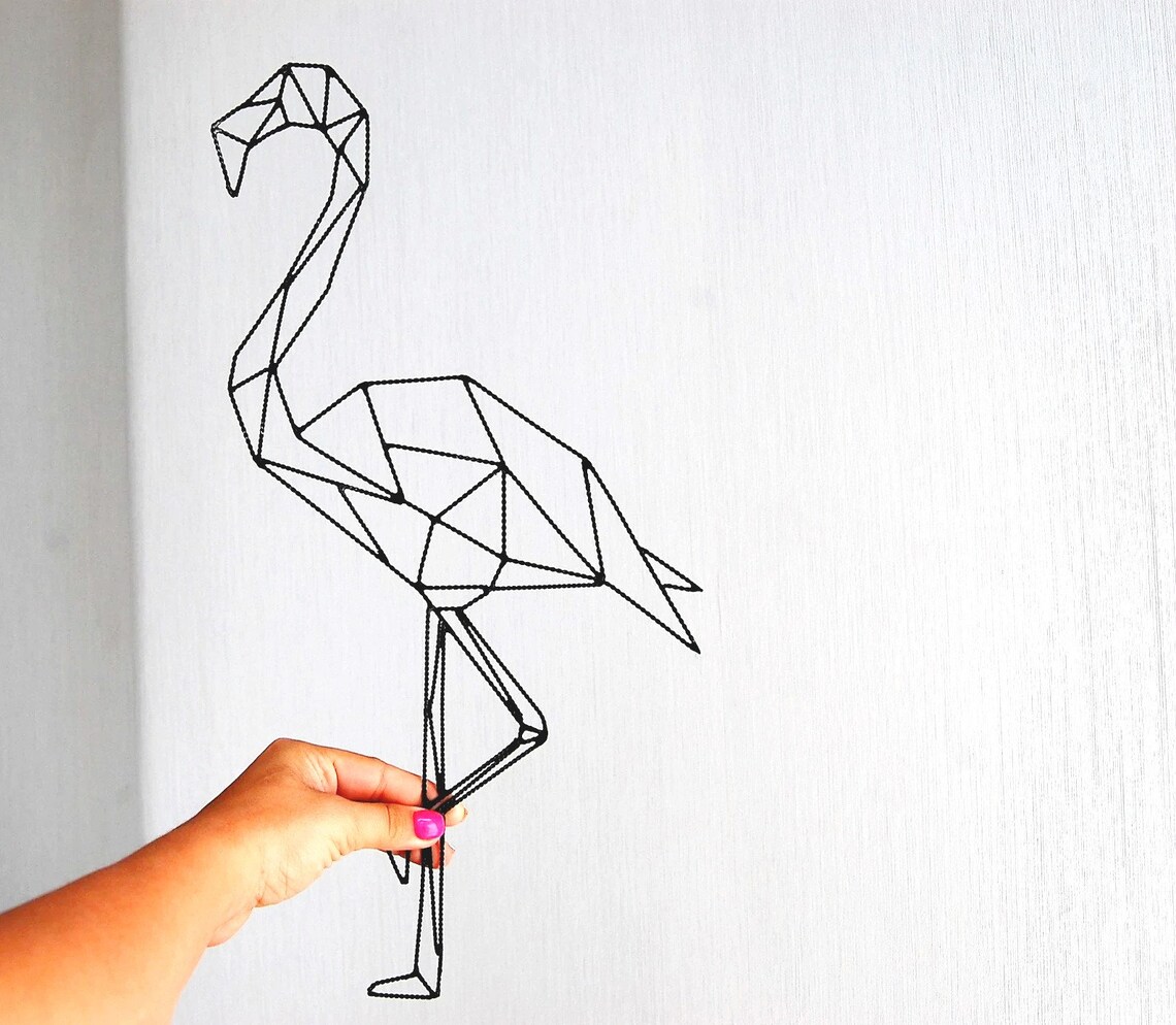 Flamingo Wall Decor Geometric Bird Bird Gift Idea Flamingo - Etsy