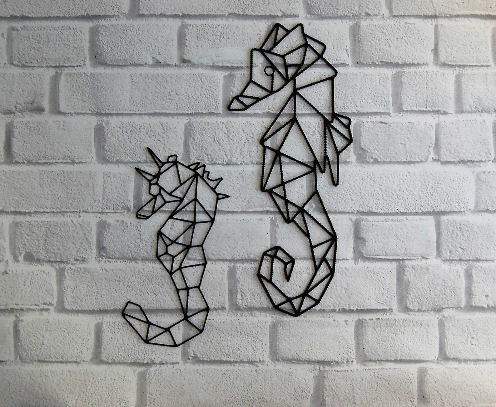 Seahorse Wall Decor, Geometric Seahorse, Beach Lover's Gift, Ocean ...