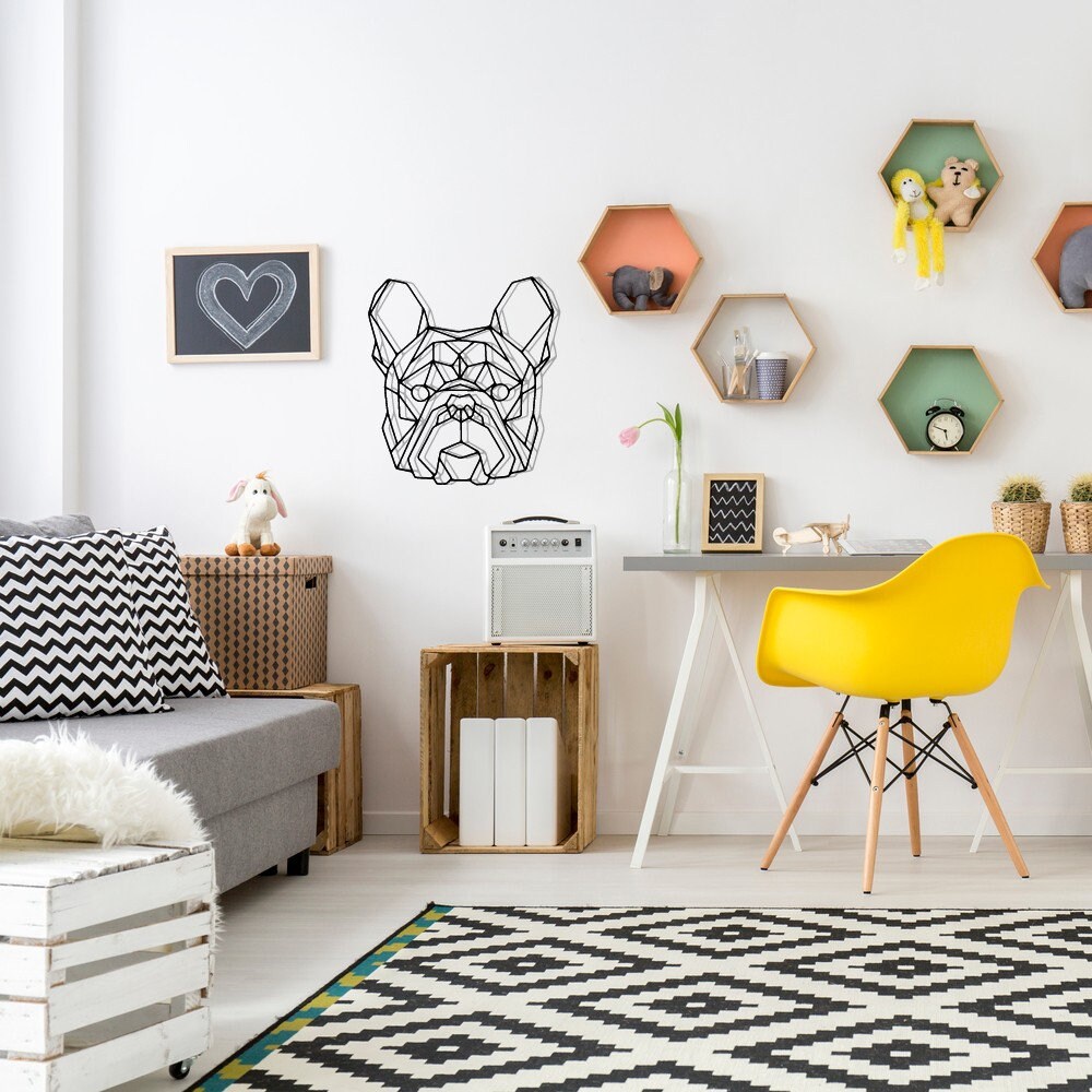 Geometric Bulldog Wall Decor, Geometric Dog, Wire Dog, French Bulldog ...