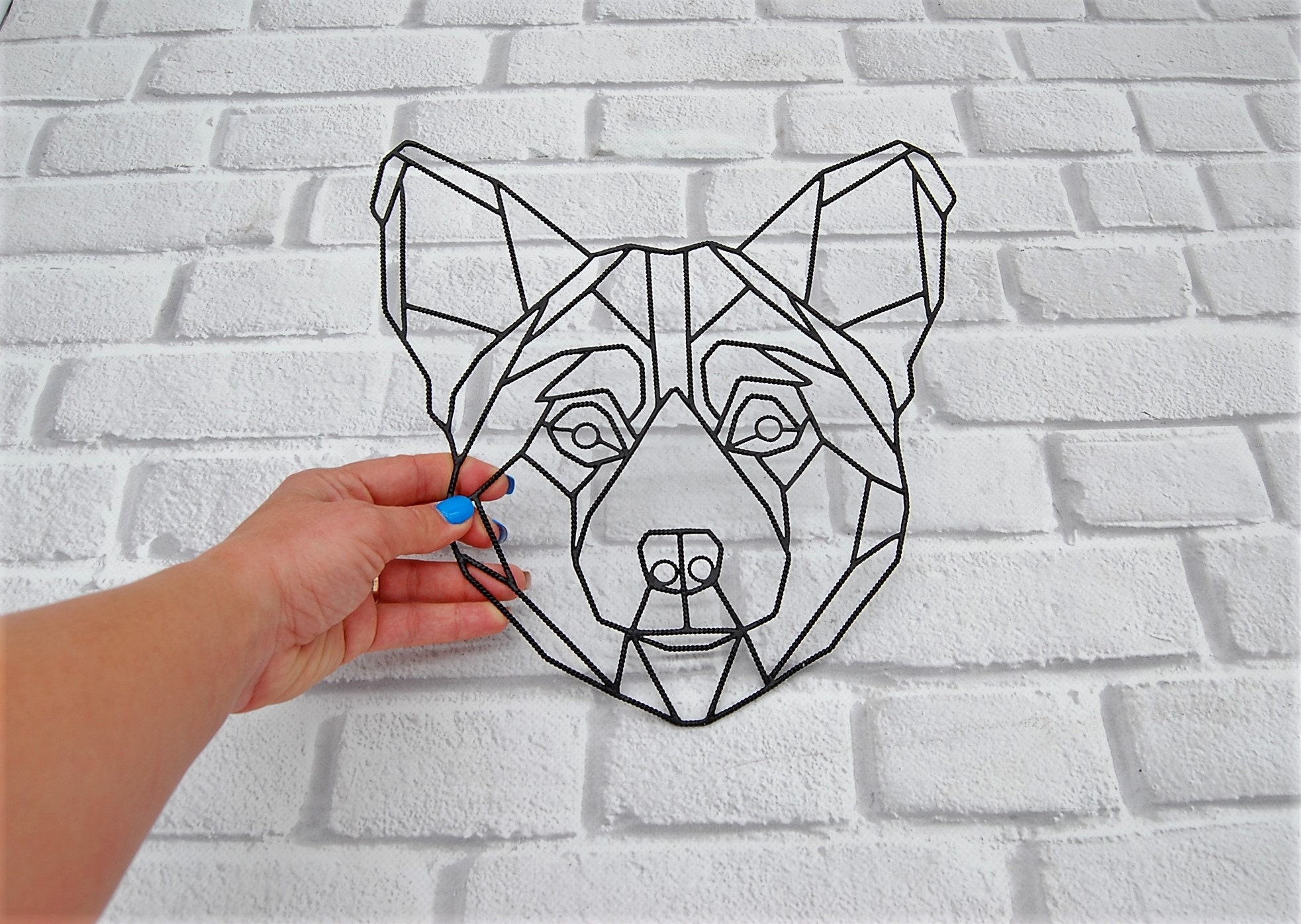 Corgi Metal Wall Art, Corgi Wall Art, Geometric Dog Wall Decor, Wire ...