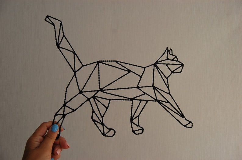 Cat Wall Hanging, Geometric Cat, Cat Gift Idea, Geometric Cat Wall Art ...