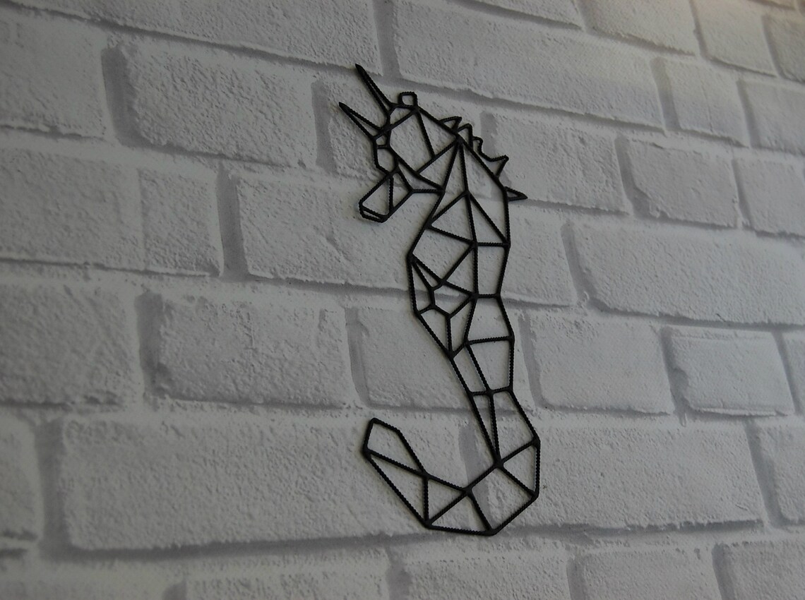 Seahorse Wall Decor, Geometric Seahorse, Beach Lover's Gift, Ocean ...