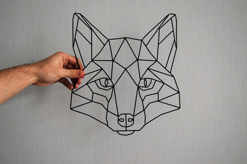 Fox Wall Decor, Geometric Fox Decor, Geometric Animal, Wire Fox Decor ...
