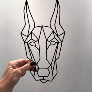 Doberman Metal Wall Art, Geometric Dog Wall Decor, Wire Dog, Doberman ...