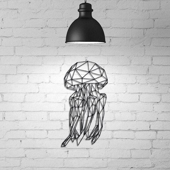 Jellyfish Wall Decor Geometric Jelly Fish Jellyfish Beach | Etsy