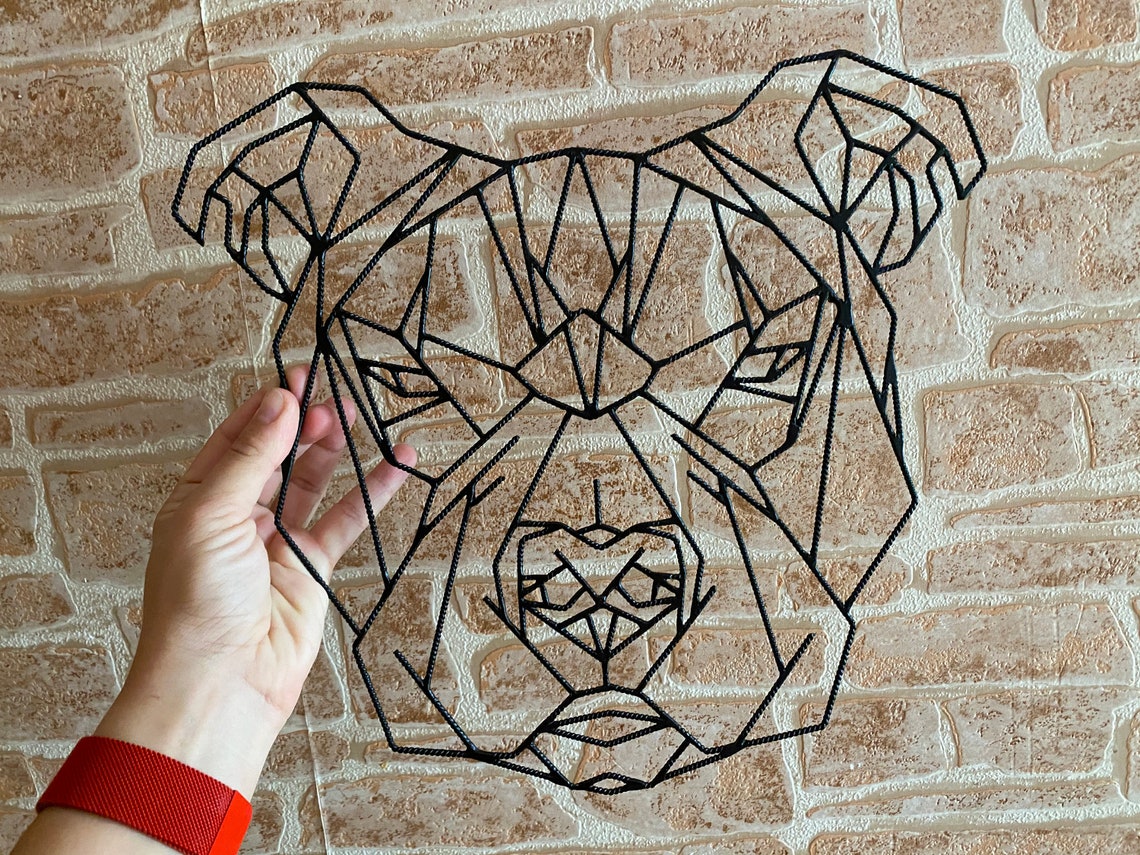 Geometric Dog Wall Decor Pitbull Gift Geometric Animal Wire - Etsy