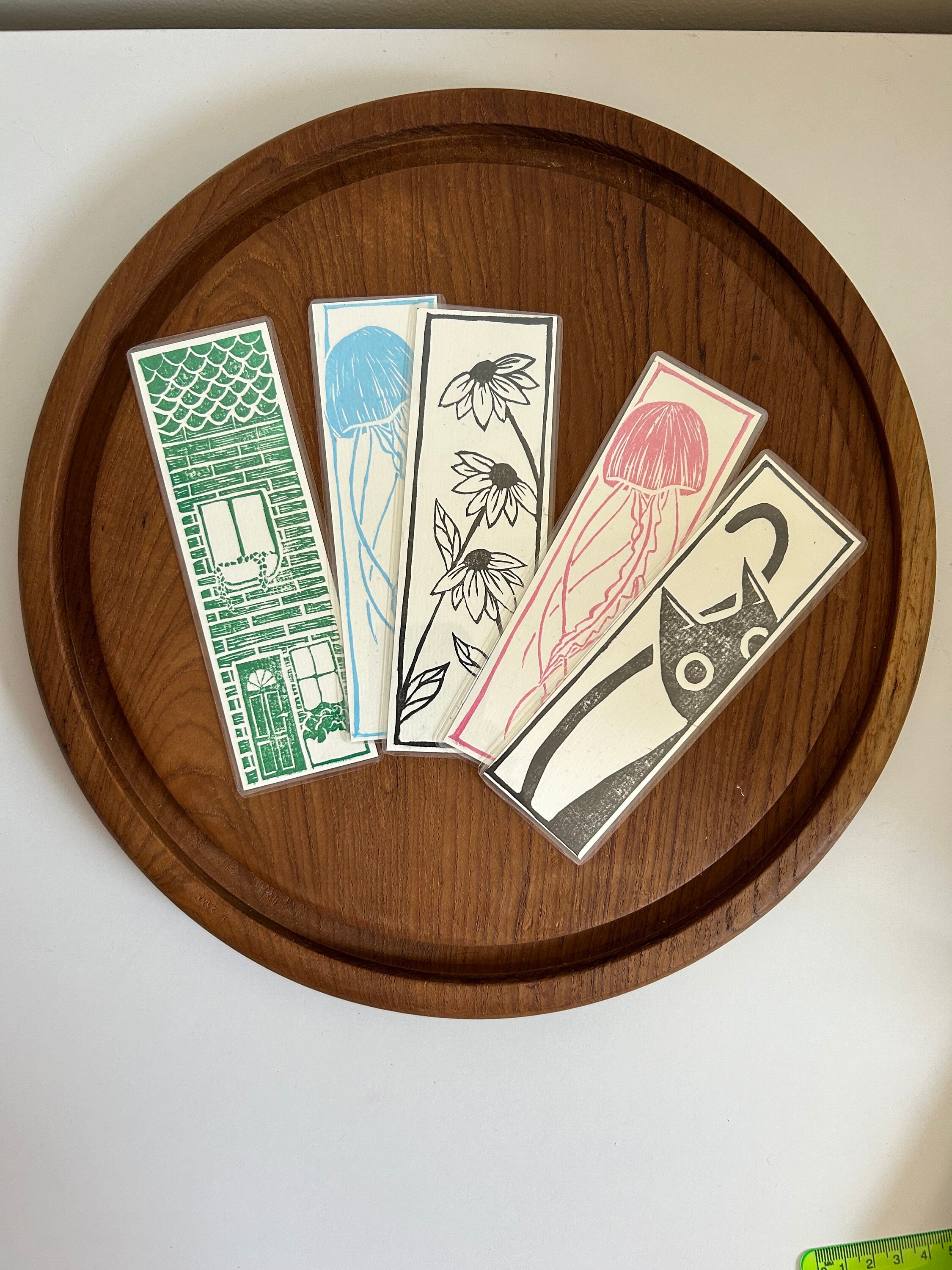 Laminated Linocut Print Bookmarks - Etsy