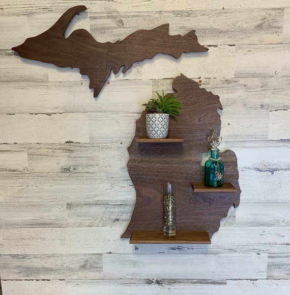 State of Michigan Shelf Wall Decor - Etsy