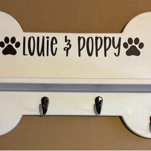 White Wooden Customizable Dog Bone Wall Organizer With Shelf - Etsy