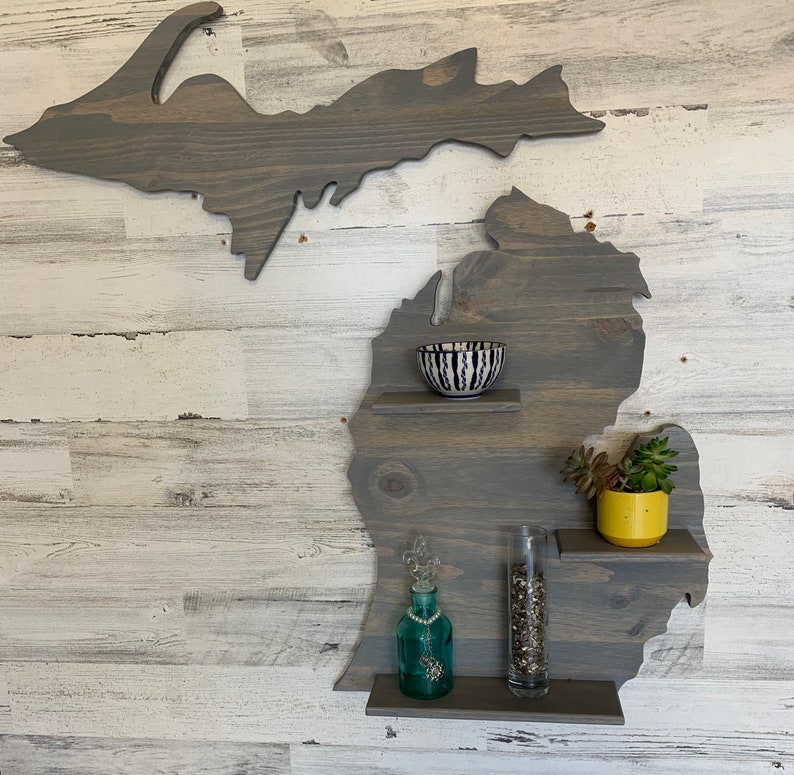 State of Michigan Shelf Wall Decor - Etsy
