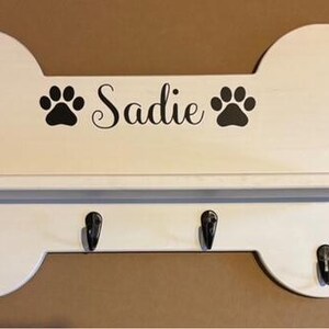 White Wooden Customizable Dog Bone Wall Organizer With Shelf - Etsy