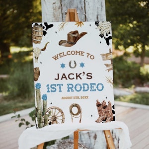 First Rodeo Birthday Party Welcome Sign, Cowboy Welcome Sign, Canva ...