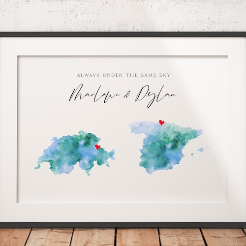 Custom Love Map Printable Long Distance Relationship Map - Etsy