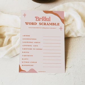 RETRO 70s Bridal Shower Game Word Scramble, Bridal Shower Games ...