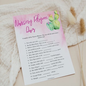 Cactus Baby Shower Nursery Rhyme Quiz Printable Baby Games - Etsy