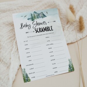Baby Word Scramble Game, Printable Baby Shower Games, Adventure Awaits ...