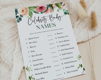 Baby Shower Games Celebrity Baby Name Game Celebrity Baby - Etsy