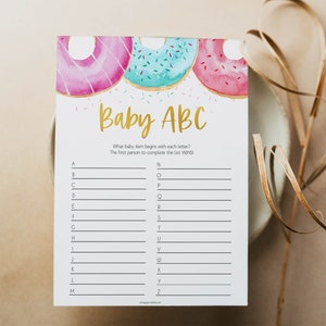 Baby ABC Race Game Printable Baby Shower Games Fun Donut - Etsy UK