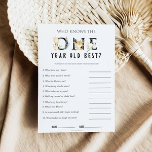 EDITABLE First Birthday Game, Who Knows Baby Best, Who Knows Birthday ...