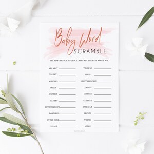 Baby Word Scramble Game Pink Baby Shower Games Printable - Etsy