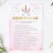 Unicorn Baby Shower Nursery Rhyme Quiz Printable Baby Shower | Etsy