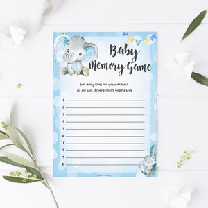 Baby Memory List Game Printable Baby Shower Games Blue - Etsy